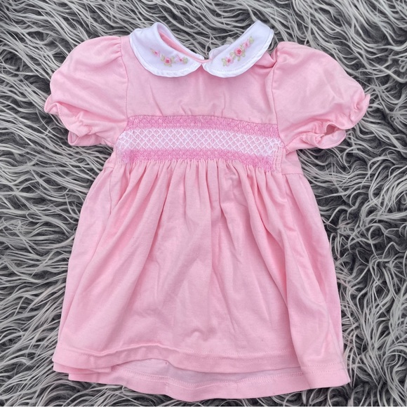 Tomato | Dresses | Vintage Smocked Pink Dress Size 6 Months Collar ...